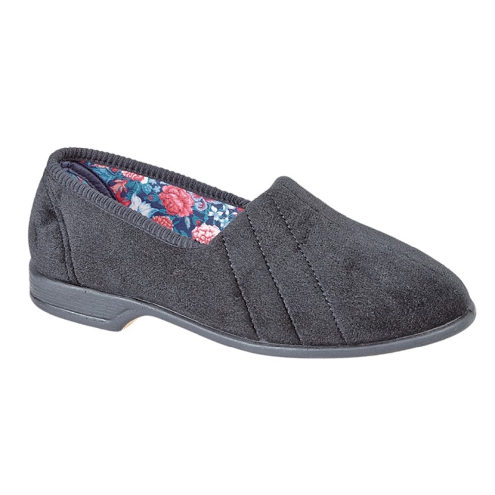 Sleepers Audrey Black Velour Slipper – Shoes By Post